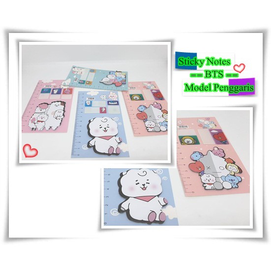 Jual Sticky Notes BTS BT21 Penggaris Termurah- Post It Bergambar KPOP ...