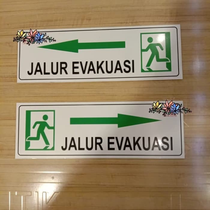 Jual SIGN PLAT K3 RAMBU SAFETY JALUR EVAKUASI KANAN ATAU KIRI 10X30CM ...