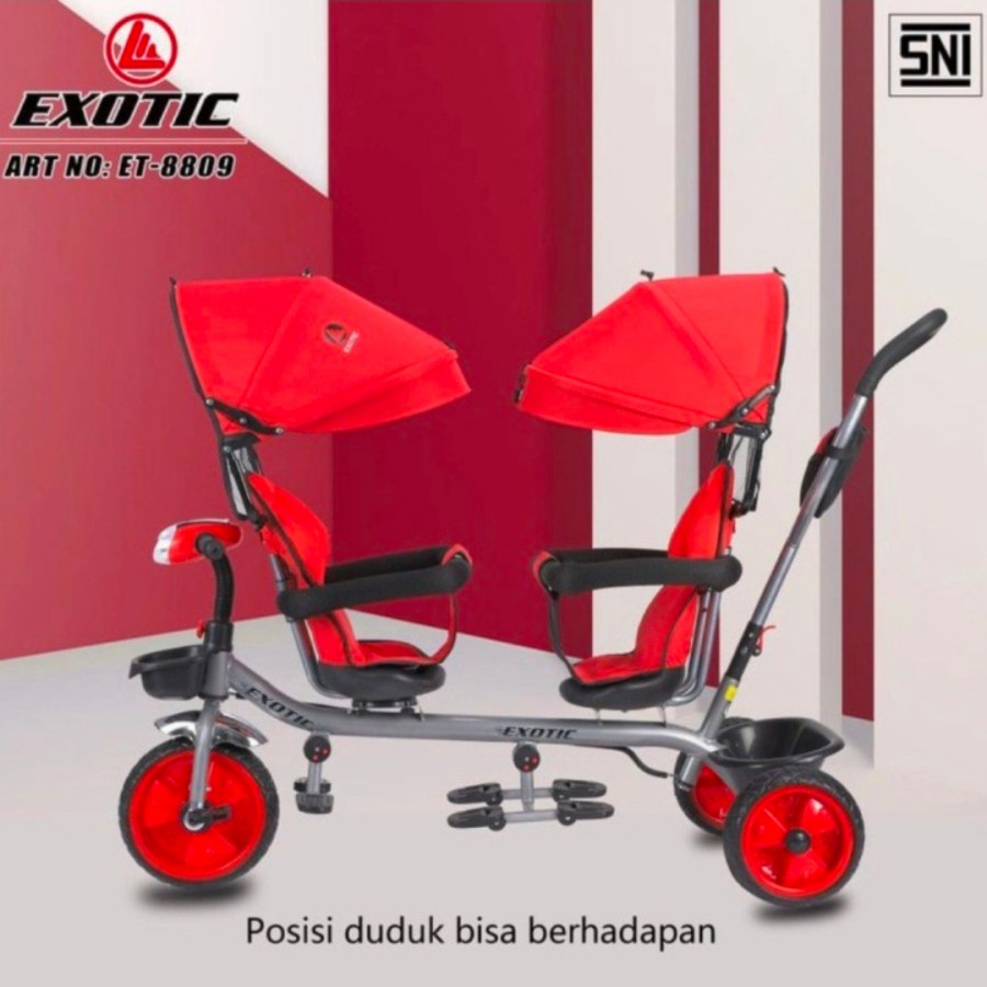 Jual Sepeda Roda Tiga 3 EXOTIC ET 8809 TWINS Kembar Boncengan Tricycle ...