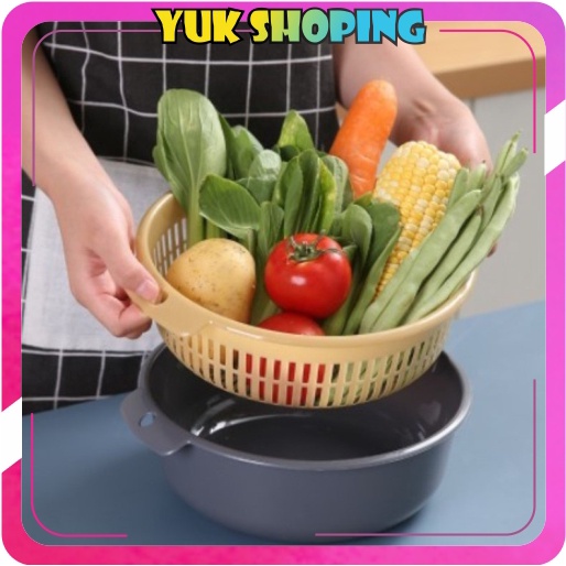 Jual YUKSHOPING Baskom 2in1/ Baskom Saring Buah / Tempat Cuci Buah ...