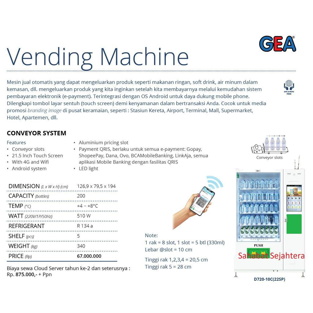 Jual GEA Vending Machine Conveyor System D720-10C(22SP) Mesin Jual ...