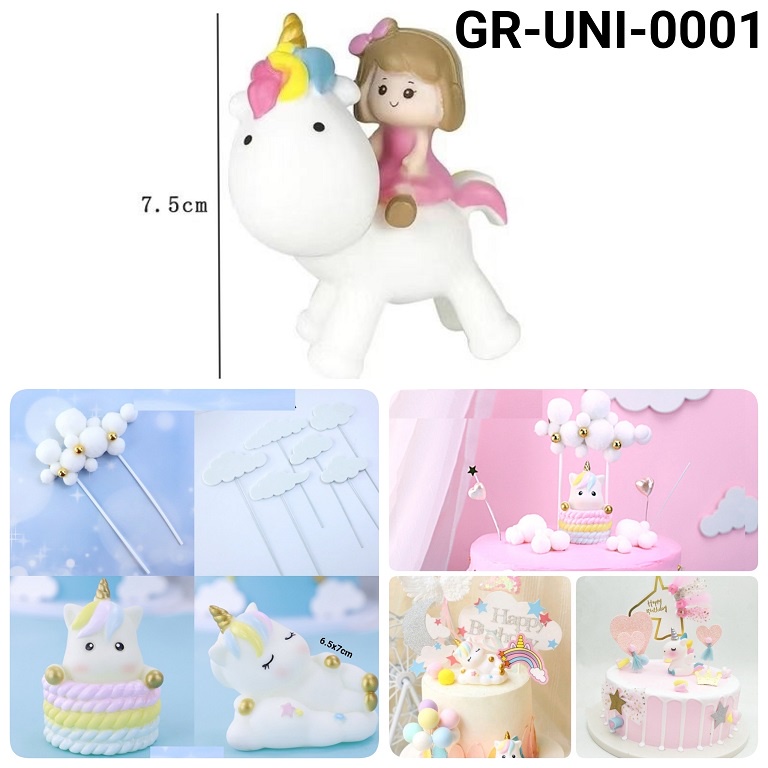 Jual GR-UNI-0002 Cake topper figurine hiasan kue kuda unicorn awan yamama baking | Shopee Indonesia