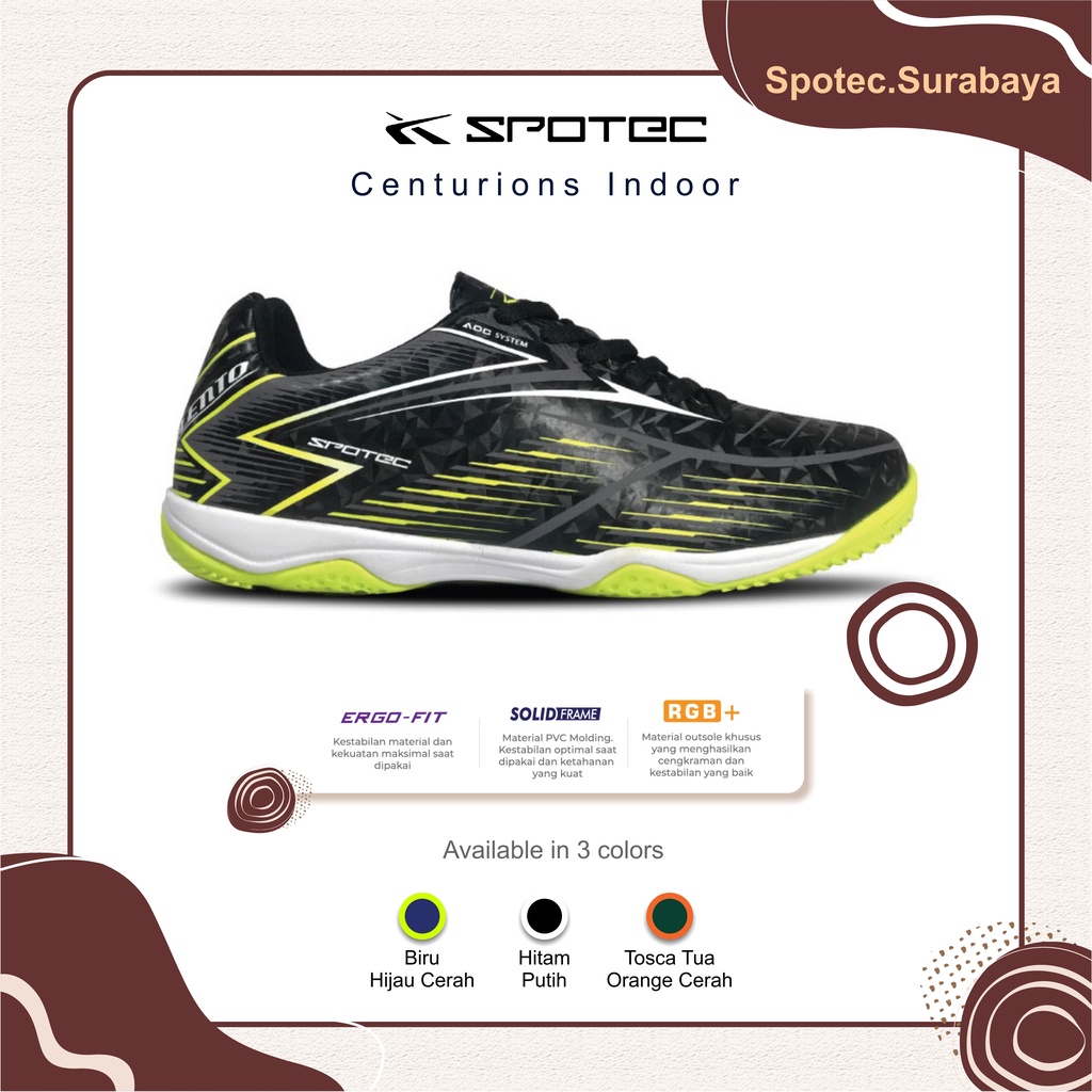 Jual Sepatu Futsal SPOTEC CENTURIONS INDOOR Hitam-Hijau Cerah | Shopee ...