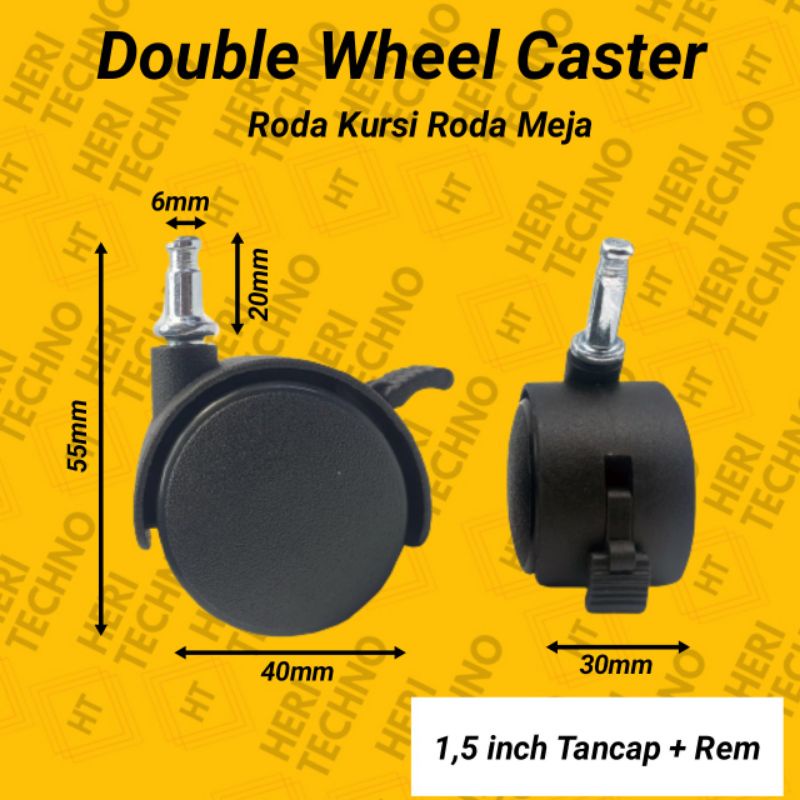 Jual RODA CASTER KURSI KANTOR 1.5 INCH I RODA KASTOR KURSI RAK ETALASE ...