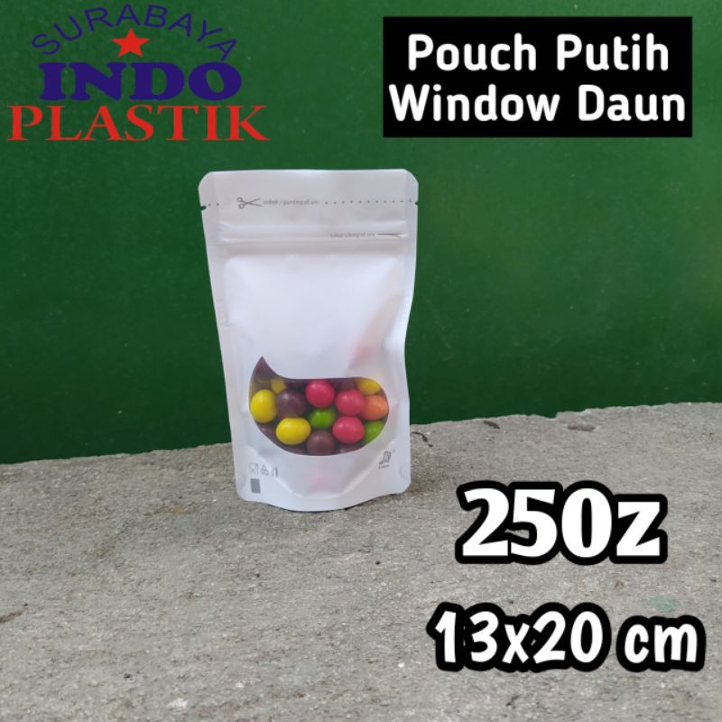 Jual Standing Pouch Putih Doff Window 250gr kemasan kopi plastik klip ...