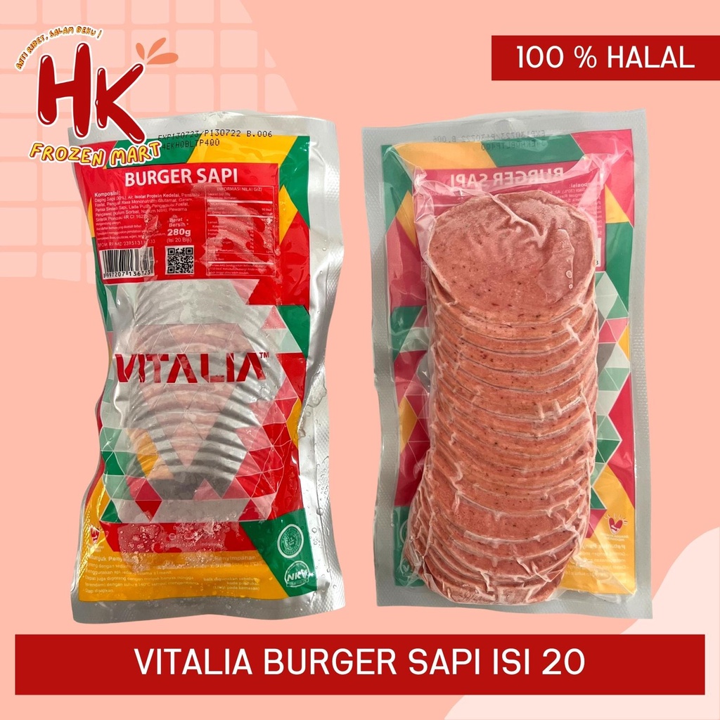 Jual Vitalia isian Burger Sapi isi 20 & isi 10 lembar | smoked beef ...