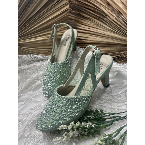 Jual sepatu wanita wedding Sabrina hijaumint 7cm lancip | Shopee Indonesia