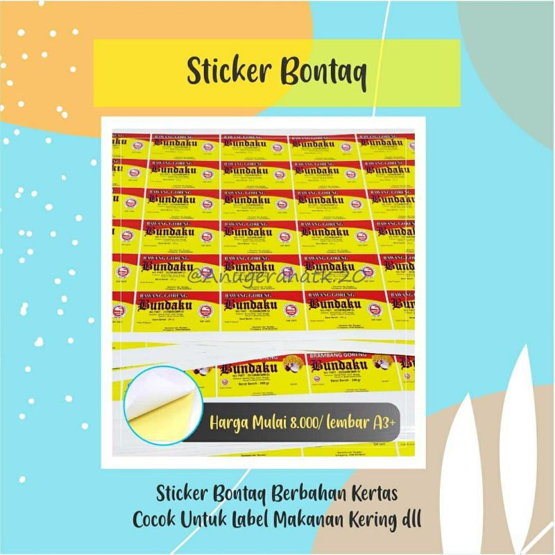 Jual Cetak Stiker Bontaq A3+ | Shopee Indonesia