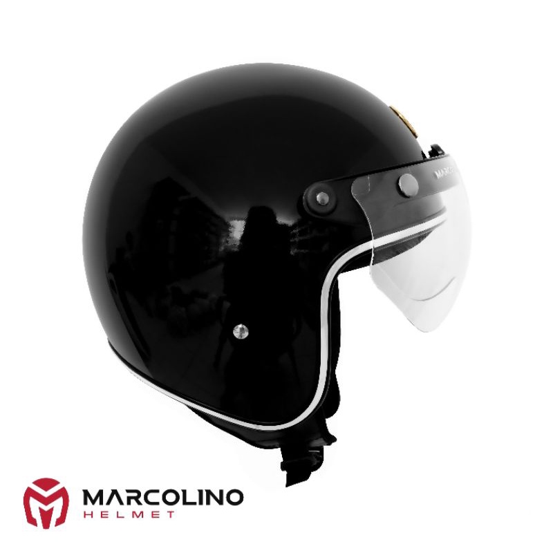 Jual Helm Bogo Retro Marcolino Classic Edition Black Glossy SNI Half ...