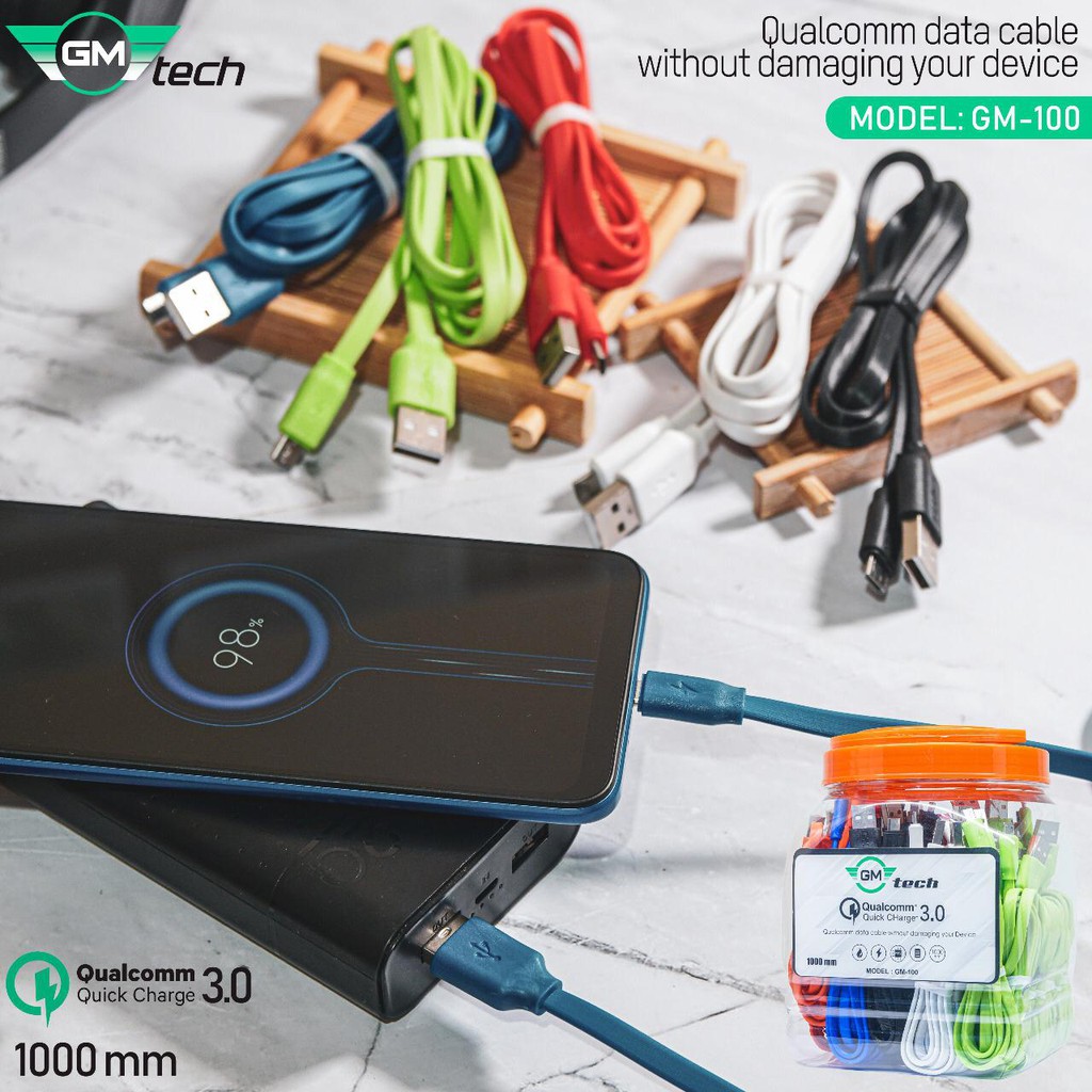 Jual Kabel Data GM Tech GM -100 Fast Charging Micro Type C Iphone Kabel ...