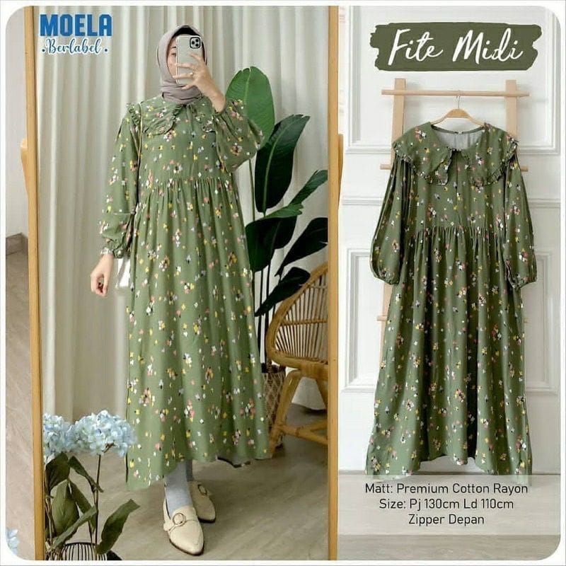 Jual ENBE STORE FITE MIDI MOELA POLKA SUSUN DRESS REMAJA | Shopee Indonesia