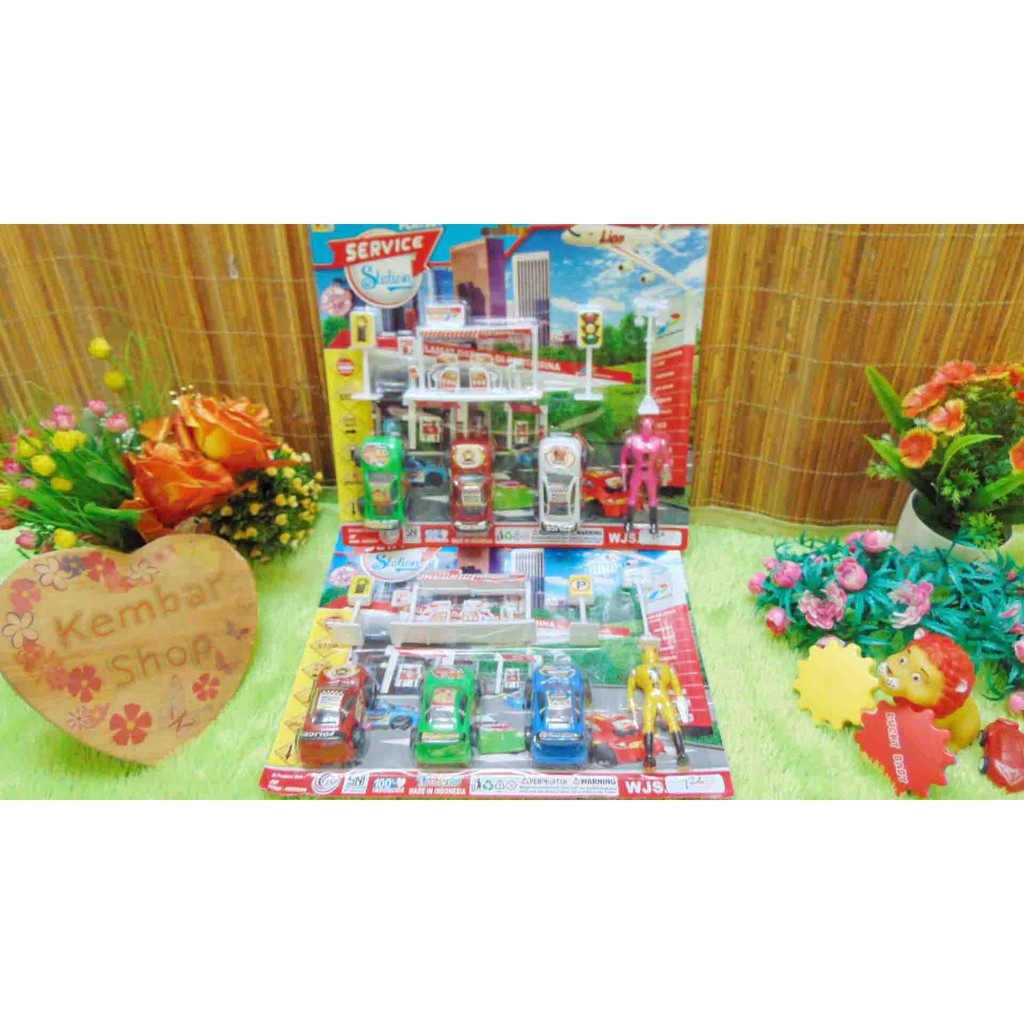 Jual WJS126POM Service Station Playset Mainan Anak Pom Bensin Rambu ...
