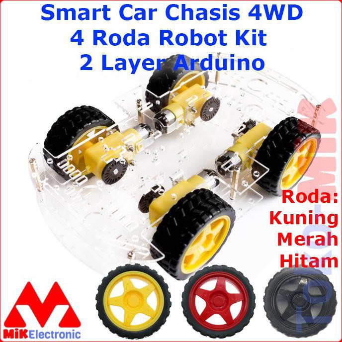 Jual Arduino Smart Car Chassis 4 Roda Smartcar Casis Mobil 2 Layer 4Wd ...
