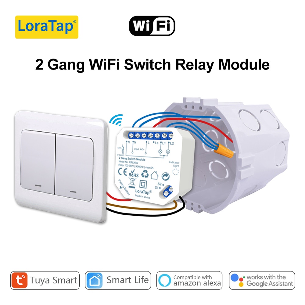 Jual PREORDER Tuya Smart Life Wifi Switch 2 Gang Relay Breaker Module ...