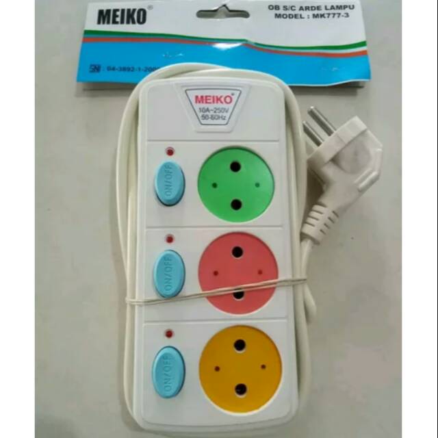 Jual Stop kontak kabel 3 lubang plus switch 3 colokan kabel terminal ...