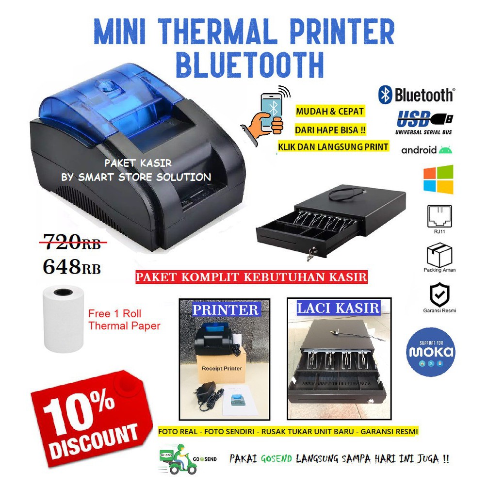 Jual PAKET MESIN KASIR ANDROID BLUETOOTH SMARTPHONE/TABLET USB - 58MM ...