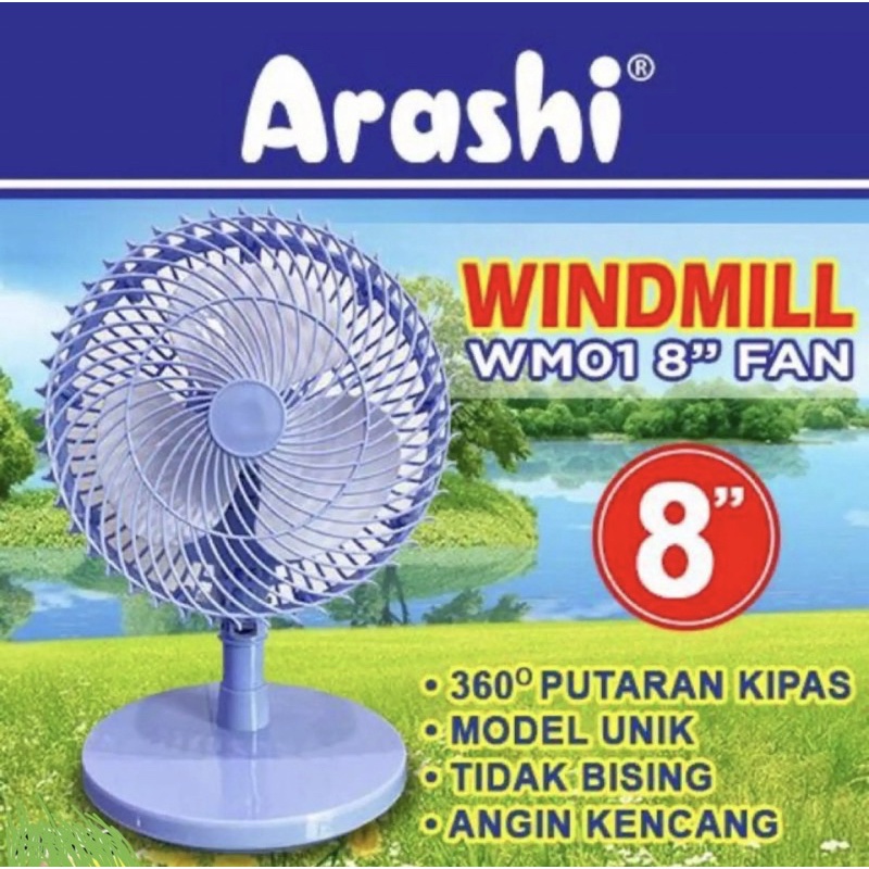 Jual Arashi TDF838 Kipas Angin Meja WINDMILL Desk Fan Kecil 8 Inch 2 ...