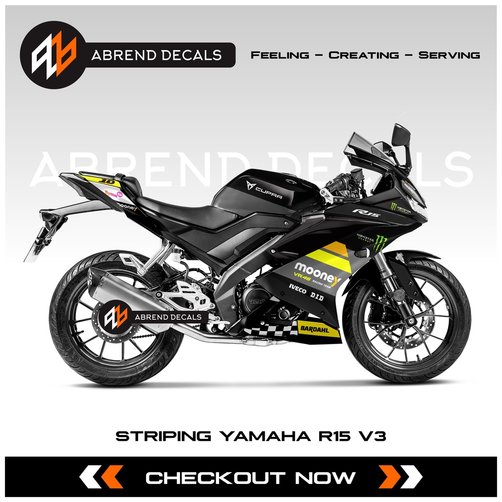 Jual Striping Yamaha R15 V3 Mooney VR 46 Racing / Stiker Motor R15 ...