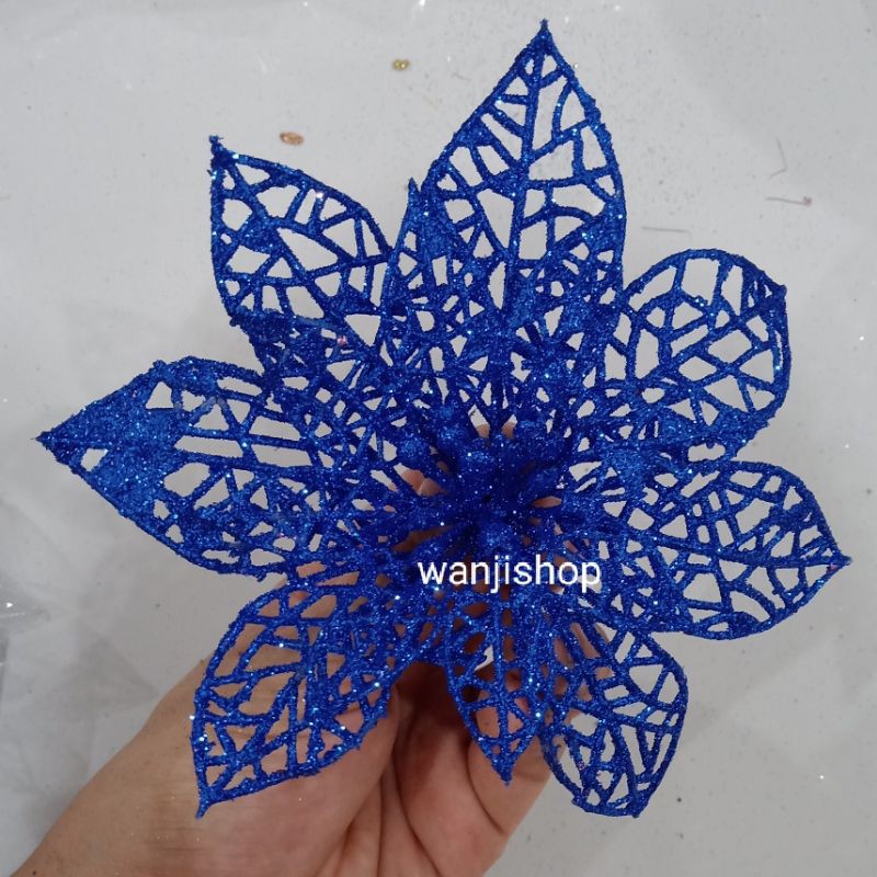 Jual BUNGA GLITTER B 15 CM artificial hiasan pohon natal dekorasi ...