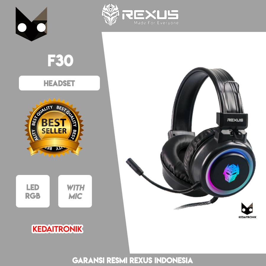 Jual Headset Rexus F30 Gaming Dual Jack 3.5mm LED RGB With Mic + Audio ...