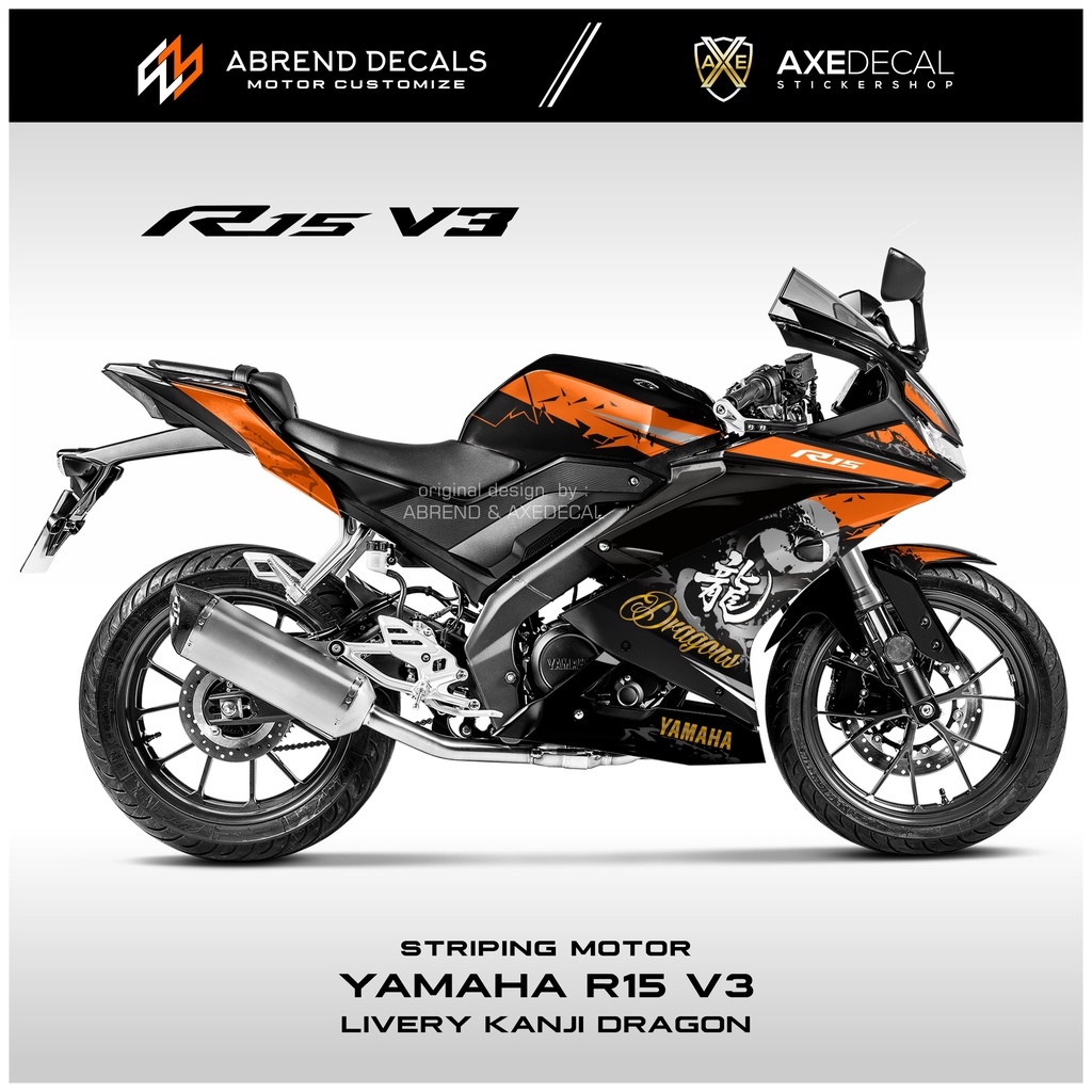 Jual STRIPING R15 V3 KANJI DRAGON / STIKER MOTOR YAMAHA R15 V3 DESAIN CUSTOM VARIASI / STOCK ...