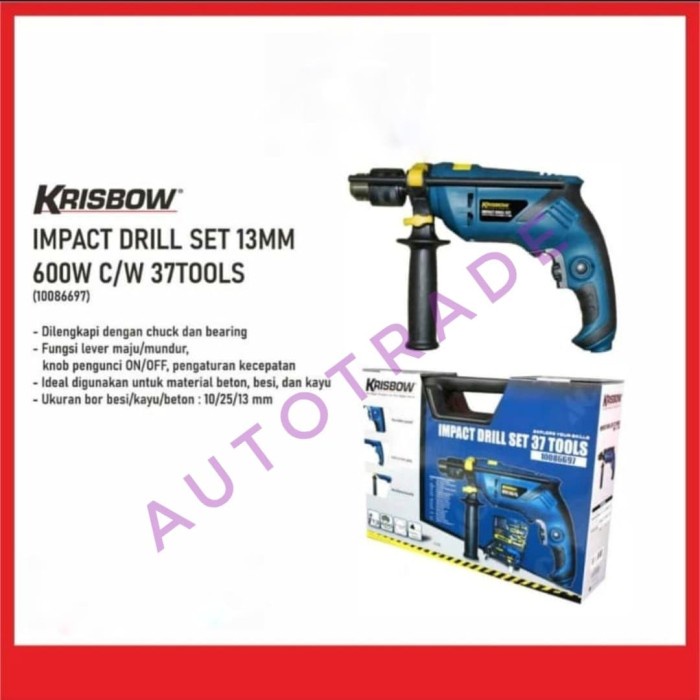 Jual Mesin Bor Listrik Beton Impact Drill Set Krisbow ORIGINAL 37 Pcs ...