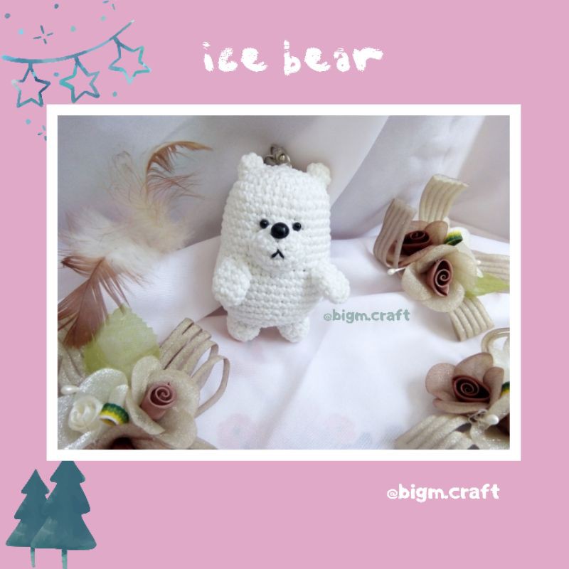 Jual Amigurumi Ice Bear Beruang Teddy Putih | Gantungan Kunci Lucu mini ...