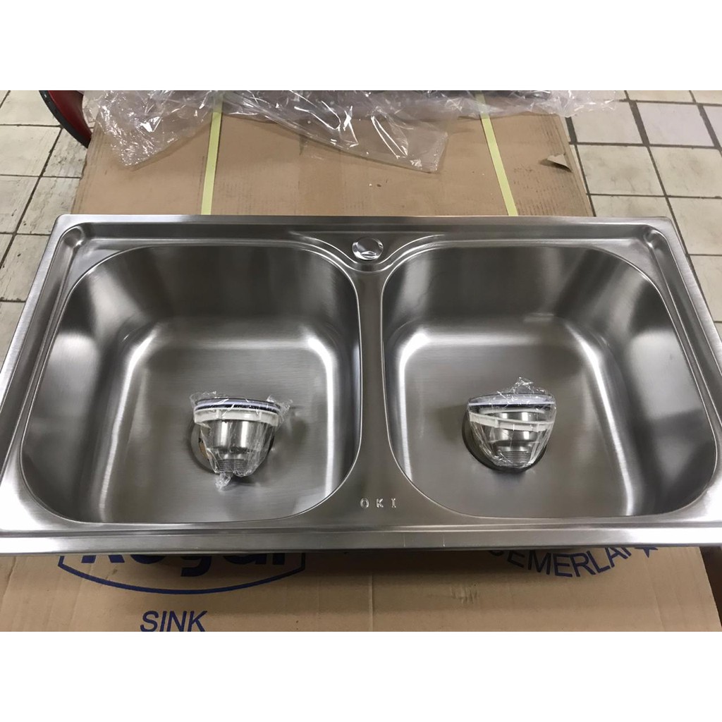 Jual OKI Kitchen Sink Stainless Double Bowl | Bak Cuci Piring 2 Lubang ...
