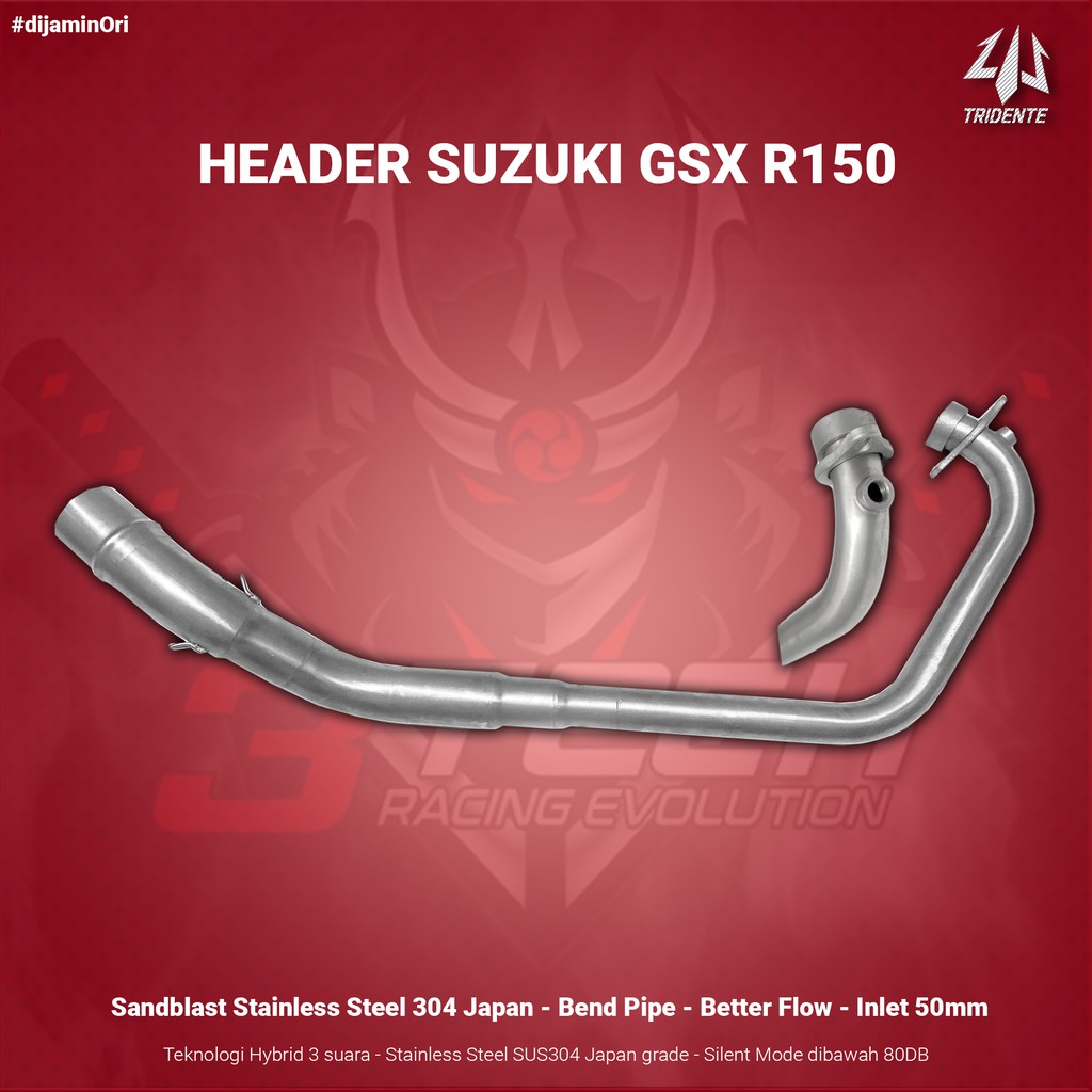 Jual 3Tech Header LEHERAN Knalpot 110-200cc Sandblast Stainless Steel ...