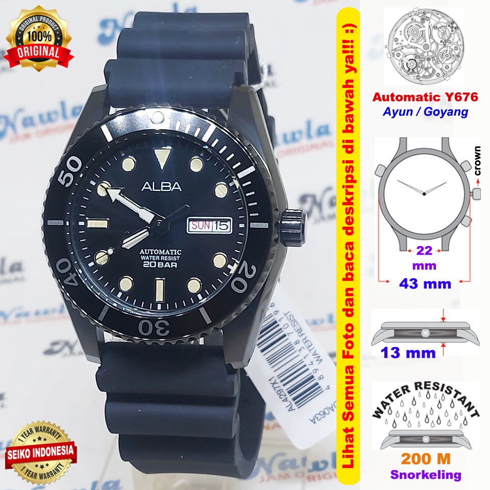 Jual Alba Automatic AL4297X1 Full Black - Jam Tangan Pria AL4297 ...