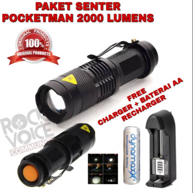 Jual PAKET SENTER POCKETMAN FLASHLIGHT 2000 LUMESN | Shopee Indonesia