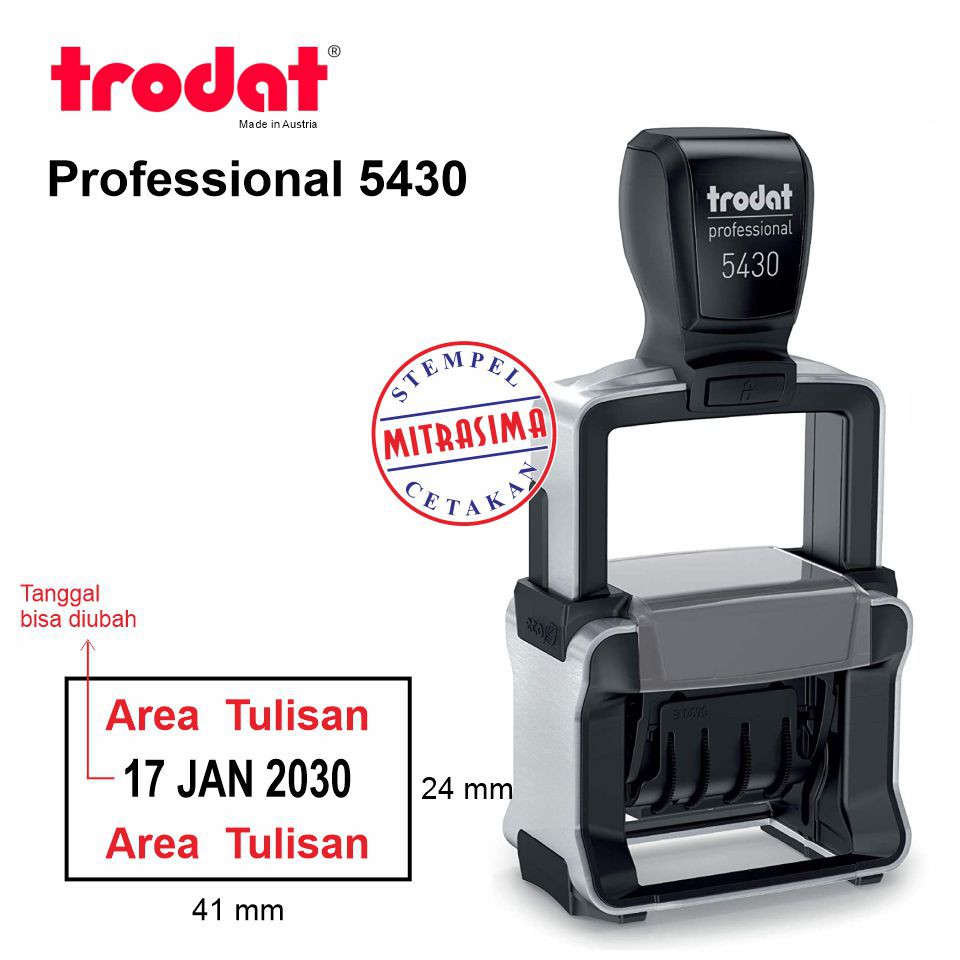 Jual Stempel Trodat 5430 - Trodat Professional Model Persegi dengan Tanggal | Shopee Indonesia
