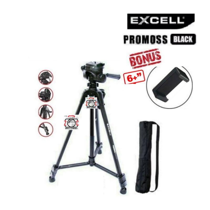 Jual Tripod Excell Promoss Black GRATIS Holder Hp Stand Kamera Foto ...