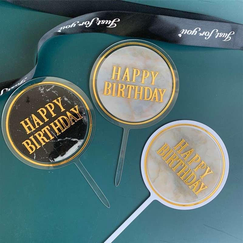 Jual Cake topper acrylic HBD premium / topper acrylic / topper kue ...