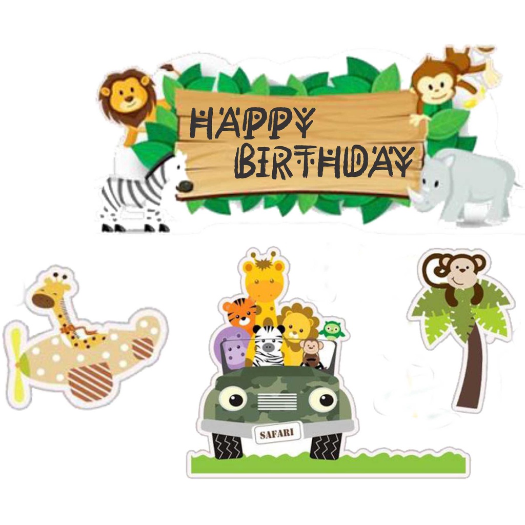 Jual TOPER KERTAS KUE TOPPER CAKE ULANG TAHUN / HIASAN KUE SAFARI ...