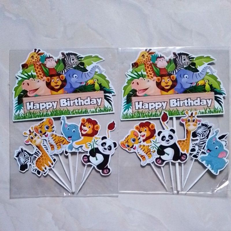Jual Topper ulang tahun/hiasan kue tart BINATANG ZOO | Shopee Indonesia
