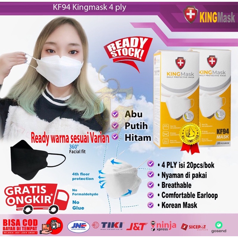 Jual Masker KF94 Korea Kingmask 4 Ply isi 20 Pcs Face Mask Ready Stock | Shopee Indonesia