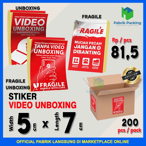 Jual Stiker Unboxing +Fragile | Sticker Label Video Buka Paket Murah ...
