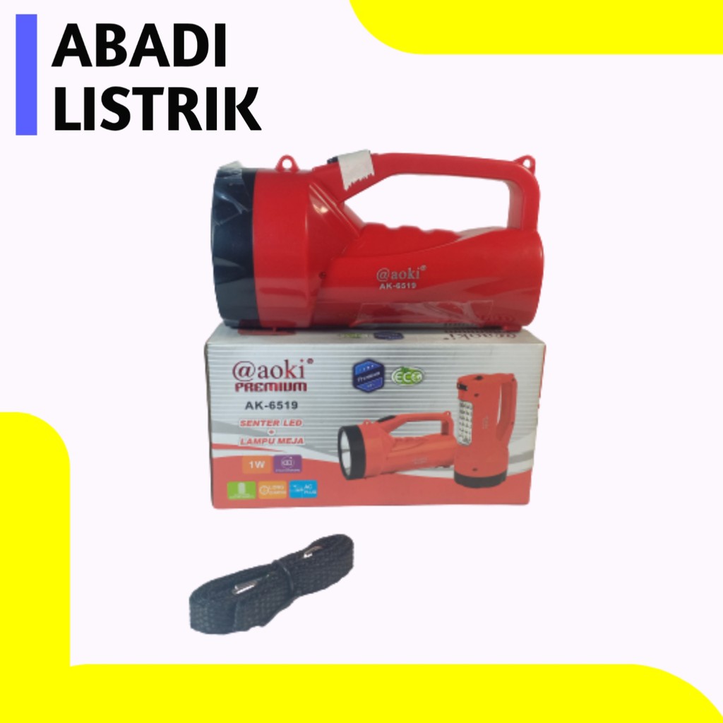 Jual Senter emergency LED Aoki rechargeable 1 watt 2 fungsi | Shopee ...