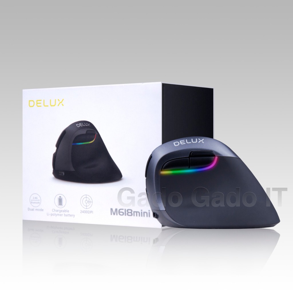 Jual Vertical Mouse DELUXE M618 MINI RGB Ergonomics Mouse Gaming ...