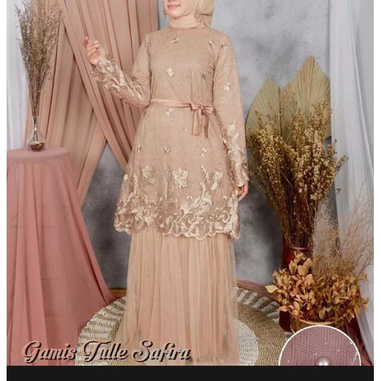 Jual Gamis Safira Tulle / Baju Ondangan Style Kekinian / Gamis Brokat ...