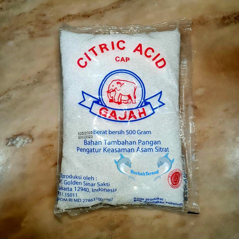 Jual CITRUN Cap Gajah 500 gr / Citric acid / Asam Sitrat / Pemutih ...