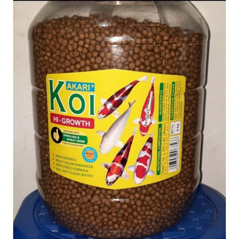 Jual pelet akari koi hi growth 5 mm 4 kg ( floating ) ( toples ...