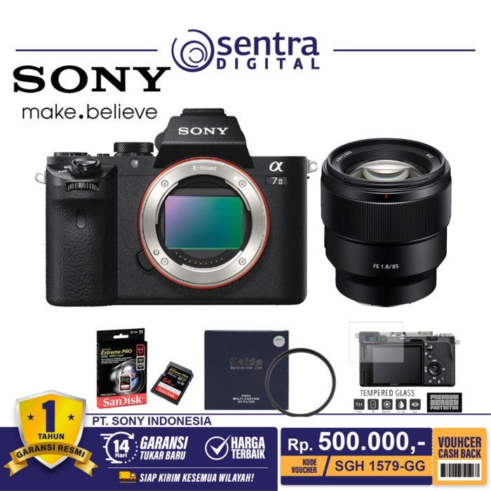 Jual Sony Alpha A7 Mark II / 7 Mark 2 / A7II Body with FE 85mm f1.8 ...