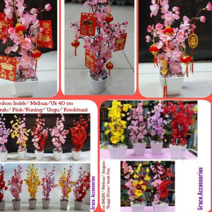 Jual HWGE Hiasan dekorasi pohon imlek meihua sincia jeruk angpao uang ...