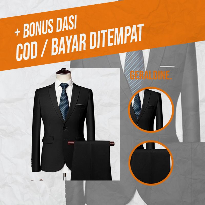 Jual Jas pria setelan hitam / setelan jas pernikahan / jas nikah / jas ...