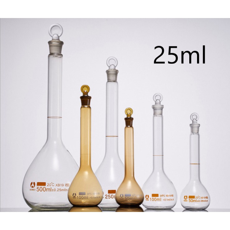 Jual Labu Ukur Volumetrik Transparent Volumetric Flask/ Labu Volumetri / Labu Ukur 25ml | Shopee ...