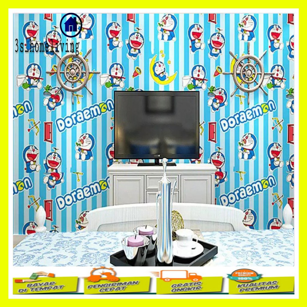 Jual Promo Diskon 50% Wallpaper Dinding Kamar Tidur Salur Doraemon ...