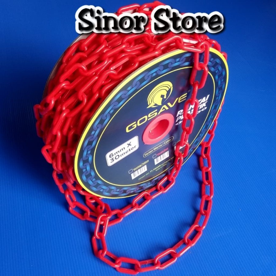 Jual ECERAN Per 10 Meter Rantai MERAH Plastik Safety Traffic Cone 6MM ...