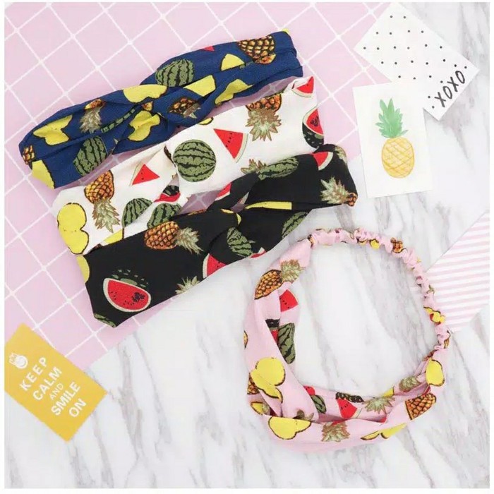 Jual Bandana simpul bando rajut korea bandana wanita motif buah ...